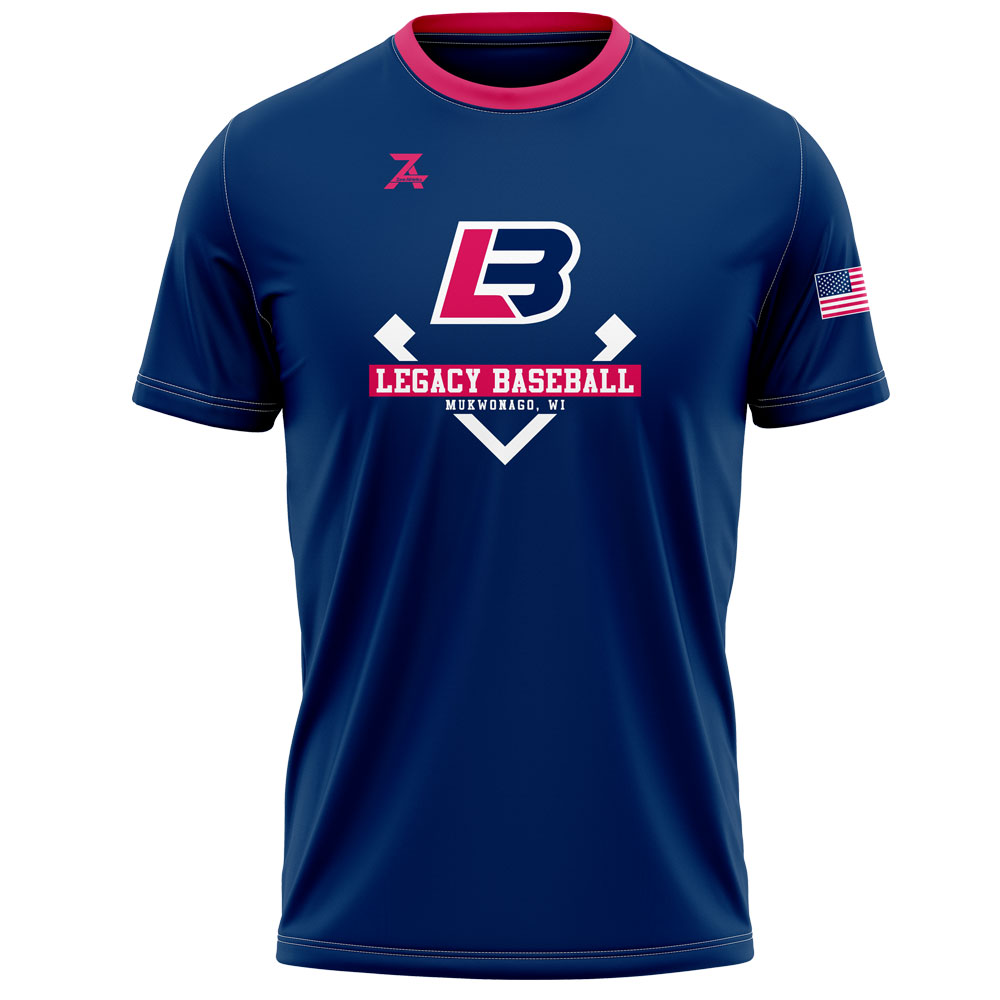 Legacy Baseball Short Sleeve Tshirt - Navy - Zone Athletics - Team Store
